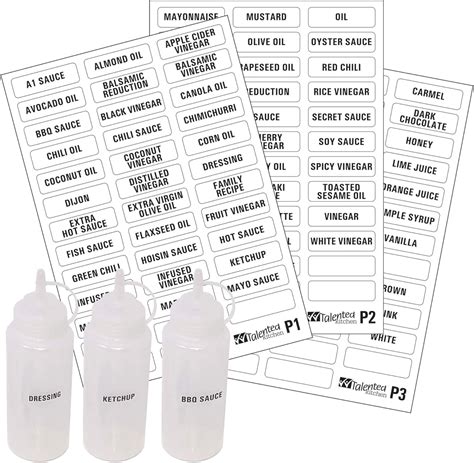 114 Alphabetized Condiment Label System 114 Names Of Sauces
