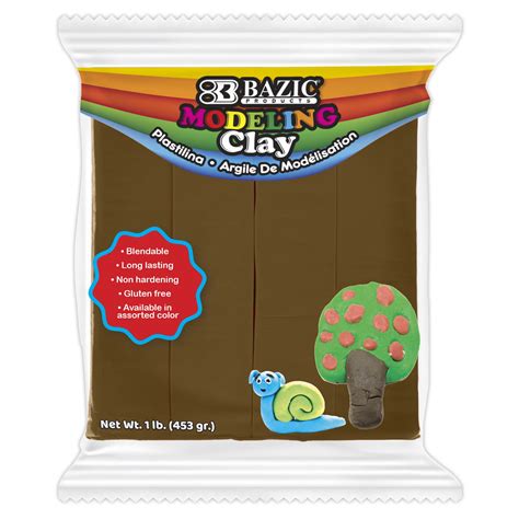 Bazic Modeling Clay Brown Color 1lb Non Toxic Bulk For Classroom 1 Pack