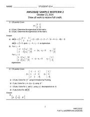 Sample Midterm2 Solution 1 NAME STUDENT ID AMS210 02 SAMPLE MIDTERM