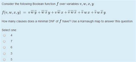 Solved Consider The Following Boolean Function F Over