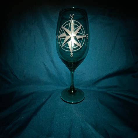 Compass Wine Glass Etsy