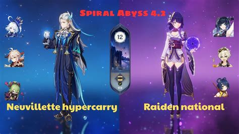 C0 Neuvillette hypercarry C0 Raiden national Spiral Abyss 4 2 La hoàn 4 2 Genshin Impact