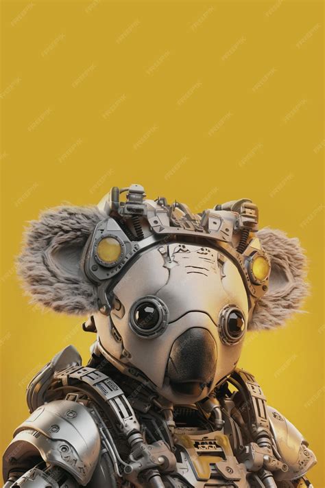 Premium Ai Image Robot Koala On Yellow Background