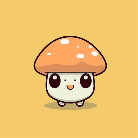 귀여운 카와이 버섯 치비 마스코트 벡터 만화 스타일 프리미엄 벡터
