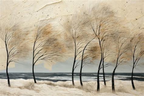 Premium Photo Winter Windswept Trees Generative Ai