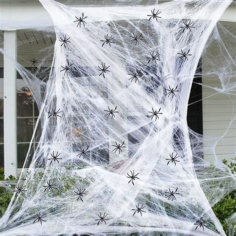 Halloween Spider Web Decorations Stretch Cobwebs With 10 Plastic Fake