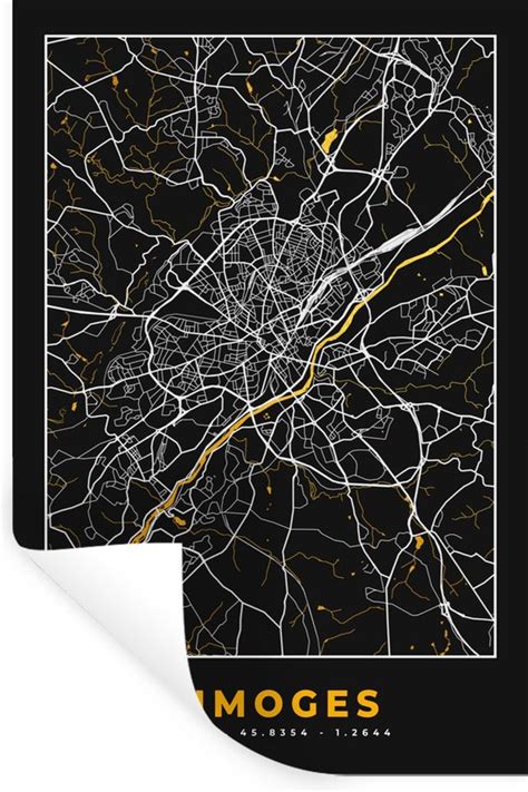 Muurstickers Sticker Folie Plattegrond Limoges Stadskaart