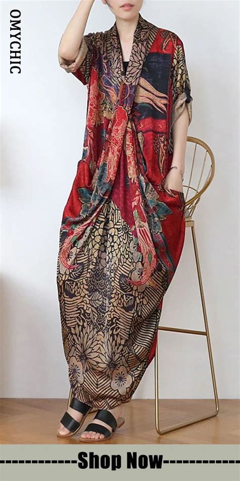 Classy Print V Neck Long Sleeve Holiday Summer Chiffon Dress Modest