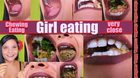 Girl Chew Pretty Girl Eats A Sandwich With Raw Ham And Very Hard Corn Kernels That Crack Hard