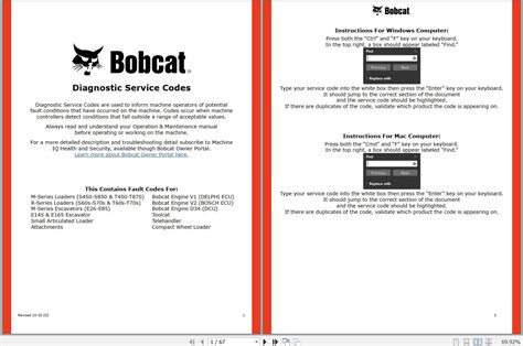 Bobcat Dianostic Service Codes List PDF
