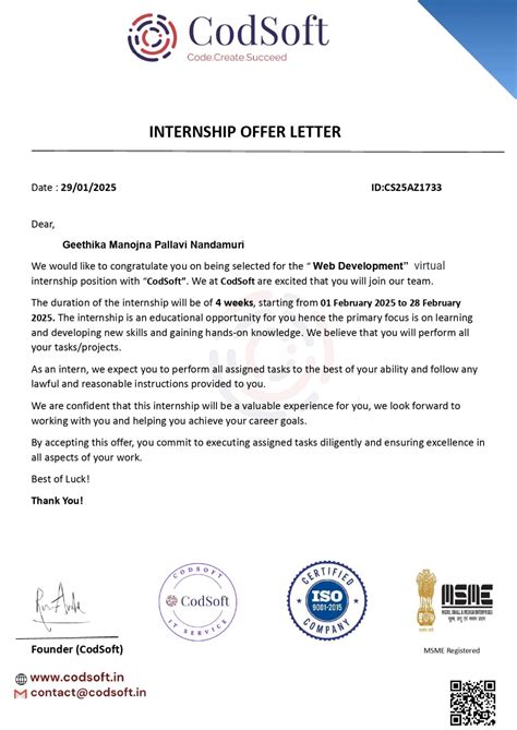 internship webdevelopment codsoft grateful excited careergrowth… geethika manojna