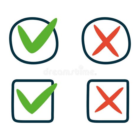 Vector Illustration Of Approved And Rejected Icon Isolated On White Background Tick And Cross