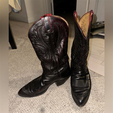 Tony Lama Shoes Tony Lama Leather And Lizard Wingtip Cowboy Boots