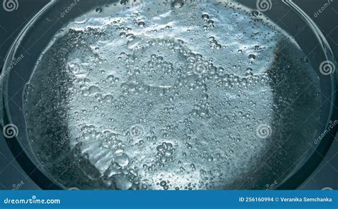 Fizzy Drink Bubbling Inside Container Closeup Sparkling Aqua Glass