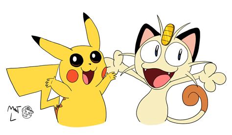 Pikachu And Meowth By Limeth On Deviantart