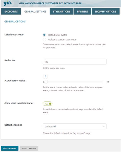 Yith Woocommerce Customize My Account Page