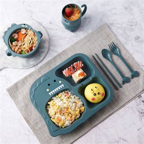 만원의행복 6종세트 어린이 공룡식판 그린핑크 식판머그컵밥그릇숟가락젓가락포크세트 티몬