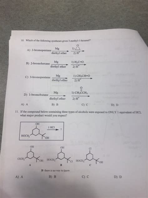 Solved O Which Of The Following Syntheses Gives