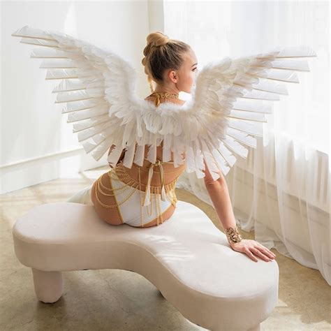 Large White Feather Angel Wings Edgy Arch Angel Feather Etsy