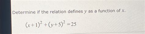 Solved Determine If The Relation Defines Y ﻿as A Function Of