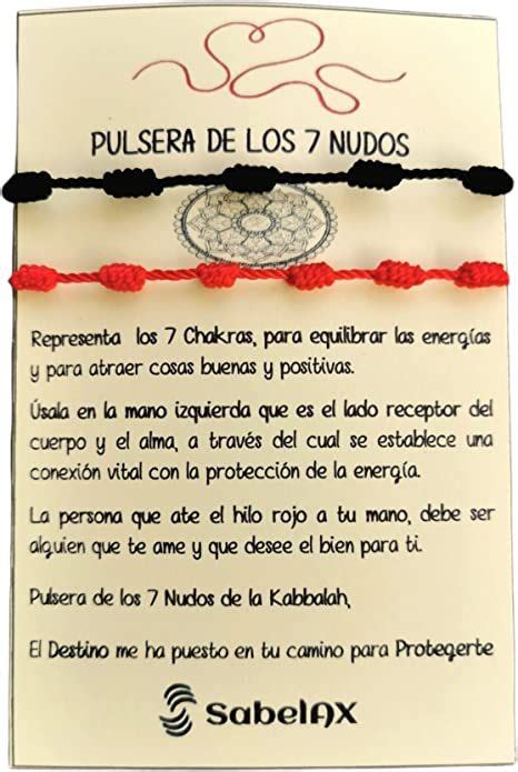 SabelAX Pulsera Roja 7 Nudos Amuleto de Buena Suerte Protección