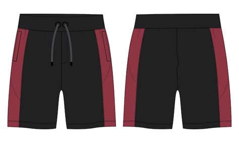 Pantalon Court Dessin Technique Mode Croquis Plat Illustration
