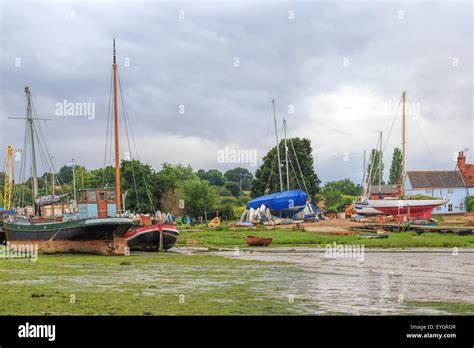 Boats At Low Tide On The Shore At Pin Mill On River Orwell South