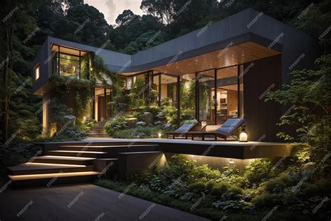 Premium Photo Modern Luxury Residential House With Green Garden And