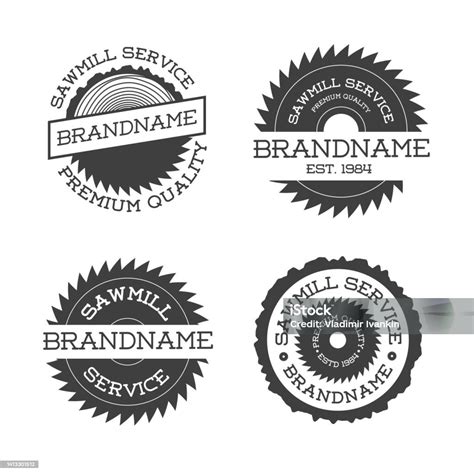 제재소 로고 흰색 배경에 고립의 집합입니다 벡터 일러스트 레이 션 전기톱에 대한 스톡 벡터 아트 및 기타 이미지 전기톱 제조 공장 컴퓨터 글자 Istock