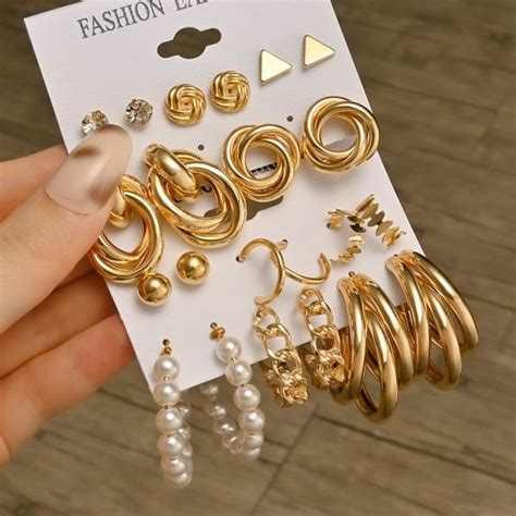 Fashion Geometric Hoop Earrings Set For Women Statement Vintage Punk