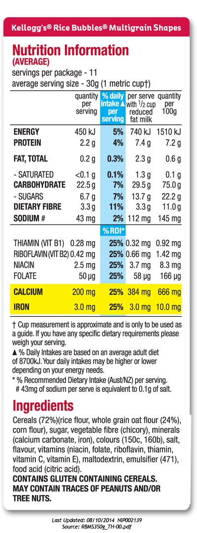 Kelloggs® Rice Bubbles® Multigrain Shapes Kelloggs Australia