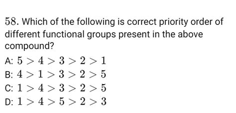 58 Which Of The Following Is Correct Priority Order Of Different Functio
