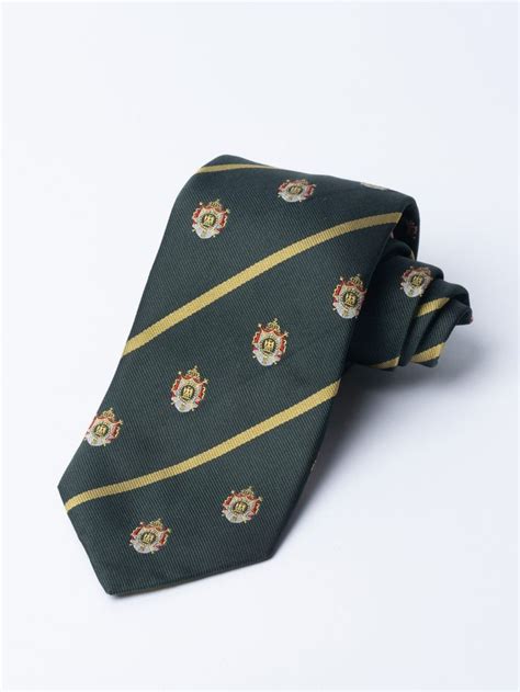 Green Napoleonic Crested Tie Henry Poole Savile Row Ties Mens