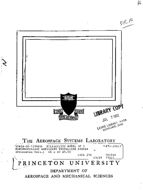 Pdf Reliability Model Of A Monopropellant Auxiliary Propulsion System