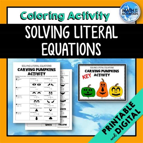 Literal Equations Fall Halloween Math Pumpkin Coloring Activity Tpt