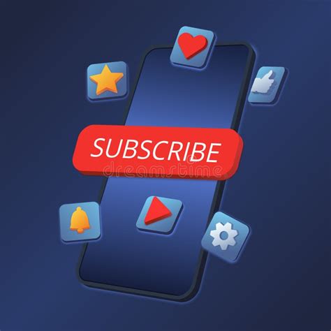 Subscription Service App Mobile Phone With Red Subscribe Button Bell Notification Icon Button