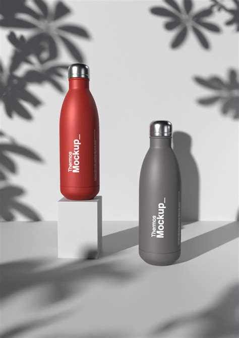 Download Thermos On Podium 3d Static Mockup In Png Glb  Mp4 Pixcap