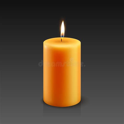 Vector 3d Realistic Paraffin Wax Burning Party Spa Candle And Burning