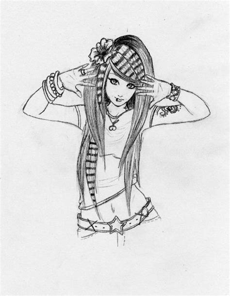 Emo Girl Emo Coloring Book Scene Emo Coloring Pages Drawings Sketches