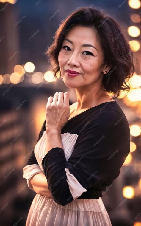 Premium Photo Portrait Photo Of Beautiful Middle Aged Adult Asian Woman Generative Ai