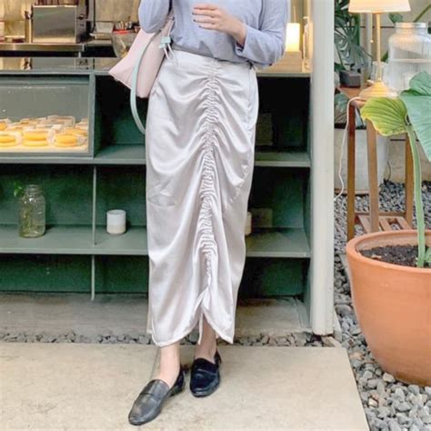 Jual Rok Serut Full Sampai Bawah Rok Serut Rok Serut Satin Rok Panjang Korean Skirt