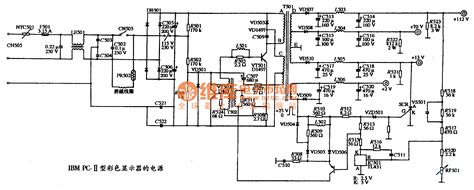 The Power Supply Circuit Diagram Of Ibm Pc Ii Type Color Display Power Supply Circuit