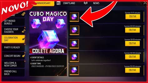 É AMANHÃ COMO PEGAR CINCO CUBO MÁGICO DE GRAÇA NO EVENTO DO FREE FIRE