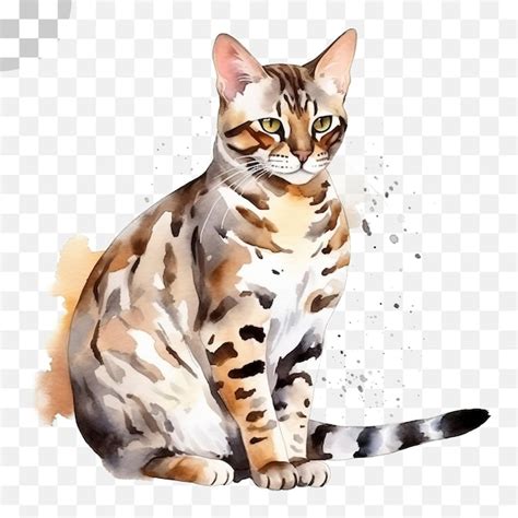 Uma Pintura Em Aquarela De Um Gato De Bengala PSD Premium