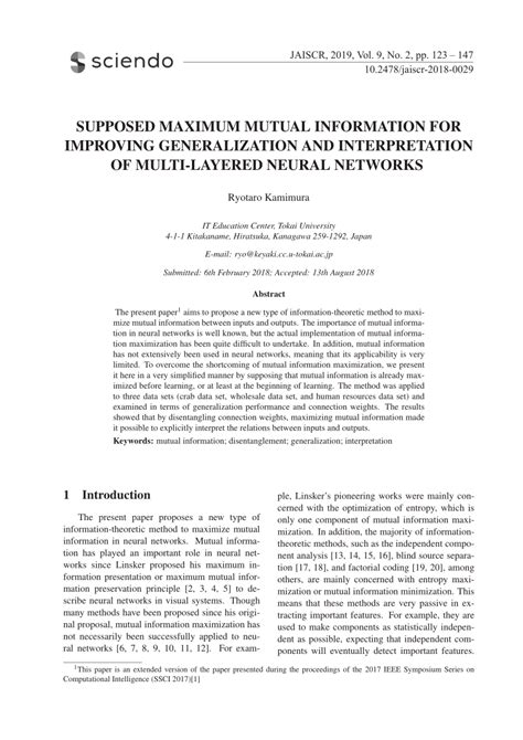 Pdf Supposed Maximum Mutual Information For Improving Generalization