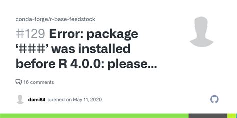 error package ‘ was installed before r 4 0 0 please re install it
