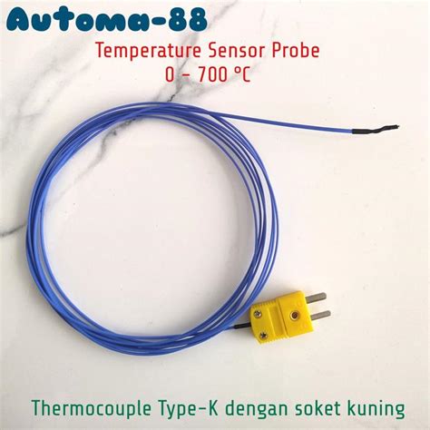 Jual K Type Temperature Sensor Probe 0 700c Kabel Biru Ptfe Teflon