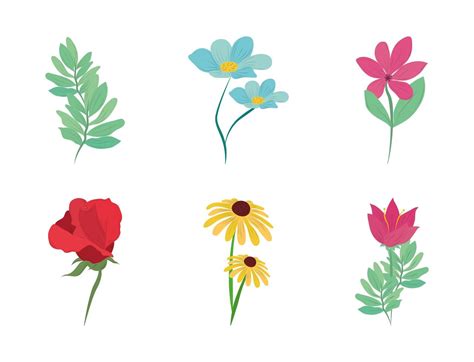 Flowers Petal Stem Nature Decoration Icons Set Vector Art At Vecteezy