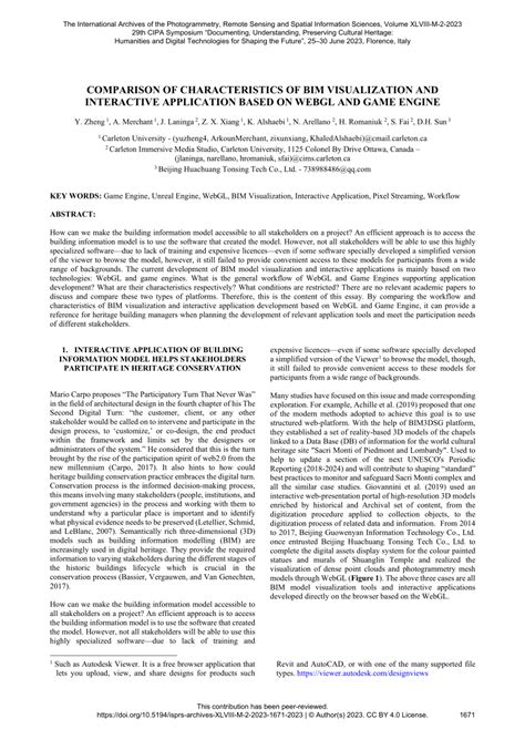 Pdf Comparison Of Characteristics Of Bim Visualization And Interactive Application Based On