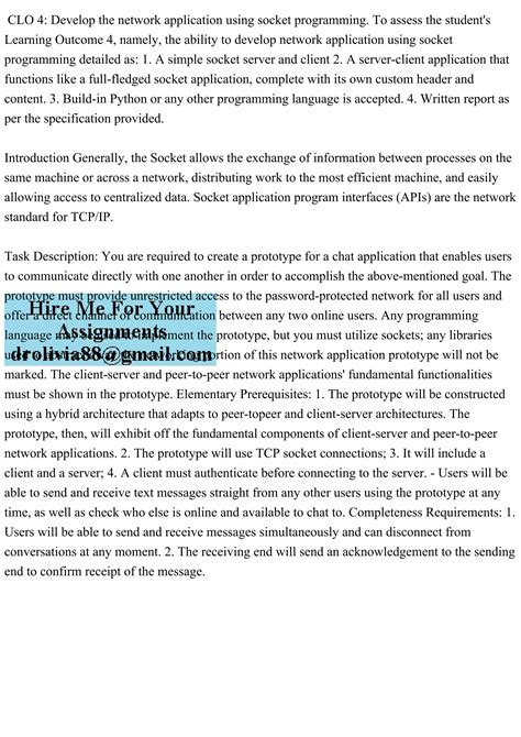 Clo 4 Develop The Network Application Using Socket Programming To Apdf